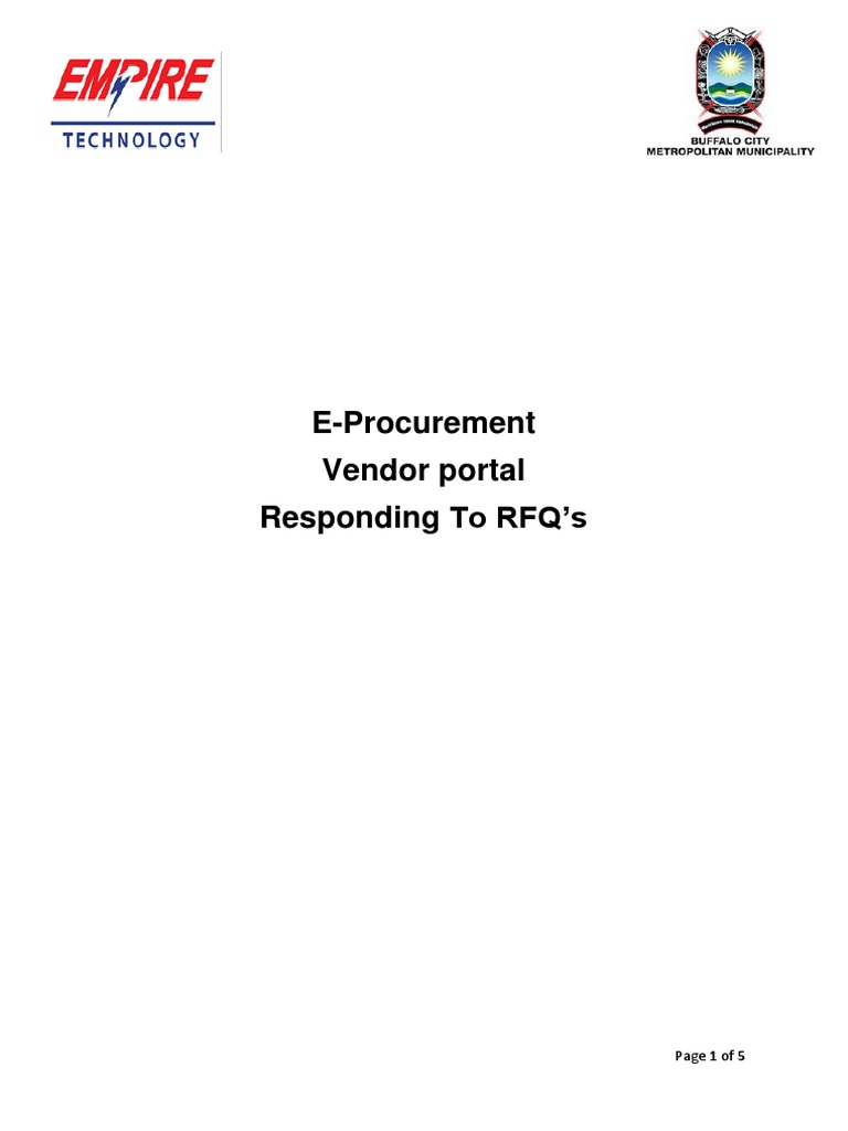 How To Respond To RFQ On The Vendor Portal | PDF