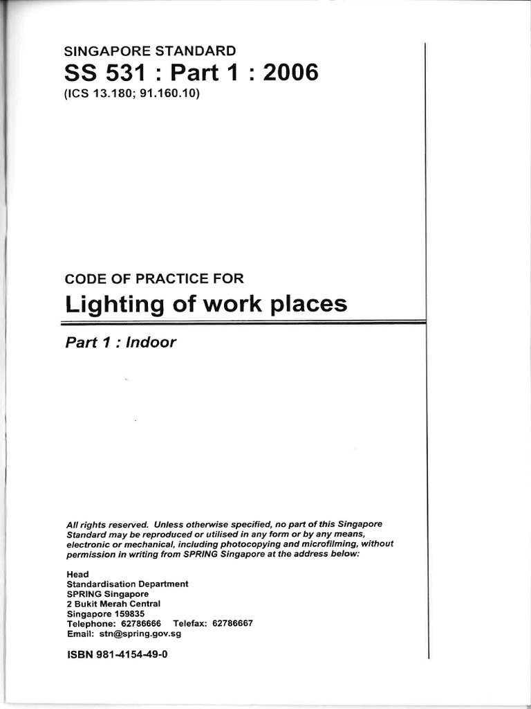 SS531 Part Lighting of Work Places | PDF