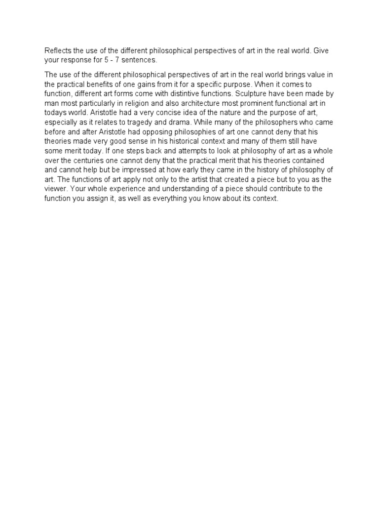 Reflects The Use of The Different Philosophical Perspectives of Art in ...