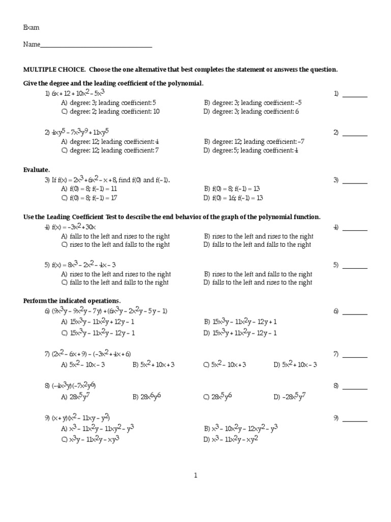 midterm11 (1) | Polynomial | Multiple Choice