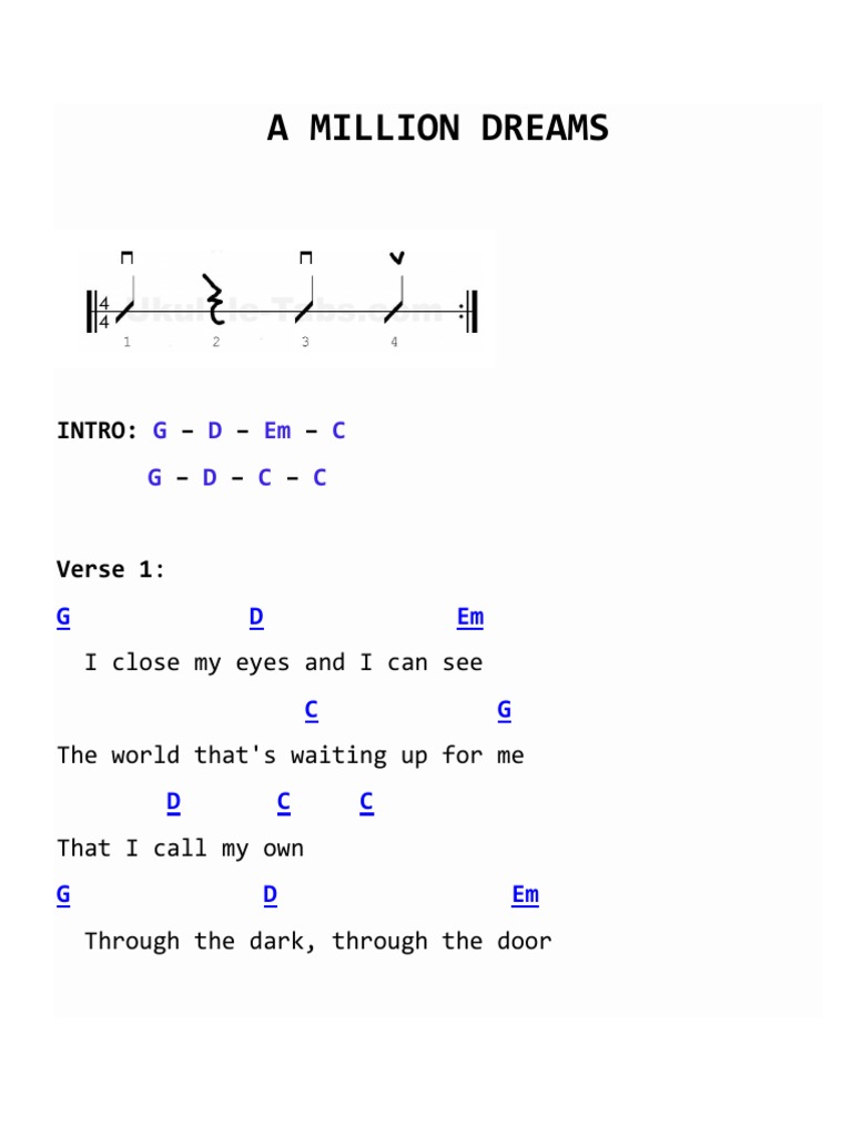 A Million Dreams Chords and Lyrics | PDF | Song Structure | Songs