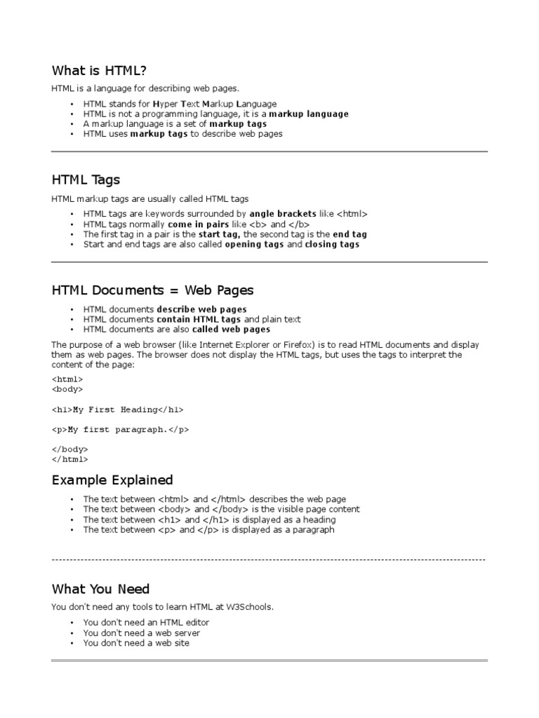 What Is HTML?: My First Heading My First Paragraph. | PDF | Html ...