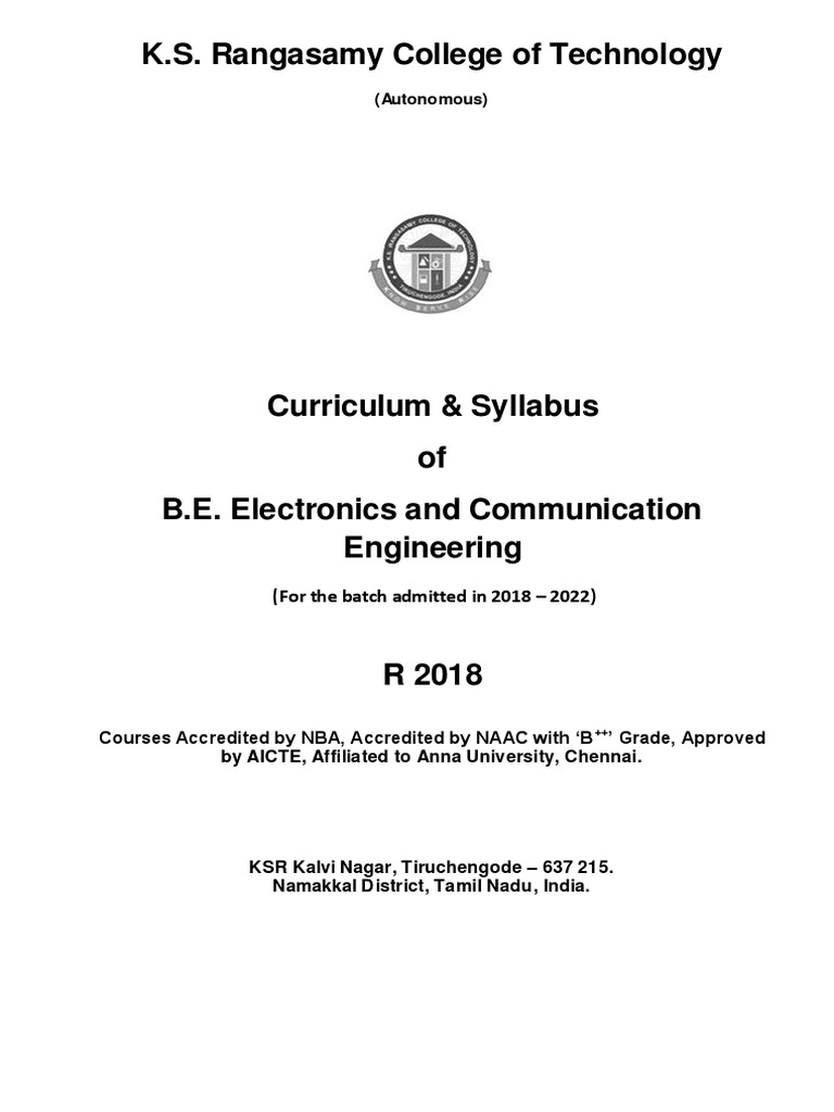 UG SYLLABUS R2018 1 To 8 Sem (2018-22 Batch) - 19.6.2021 New | PDF ...