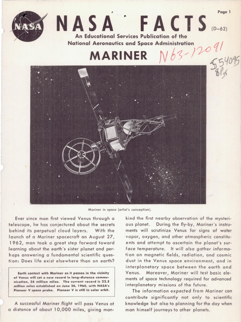 NASA Facts Mariner | Mariner Program | Outer Space | Free 30-day Trial | Scribd