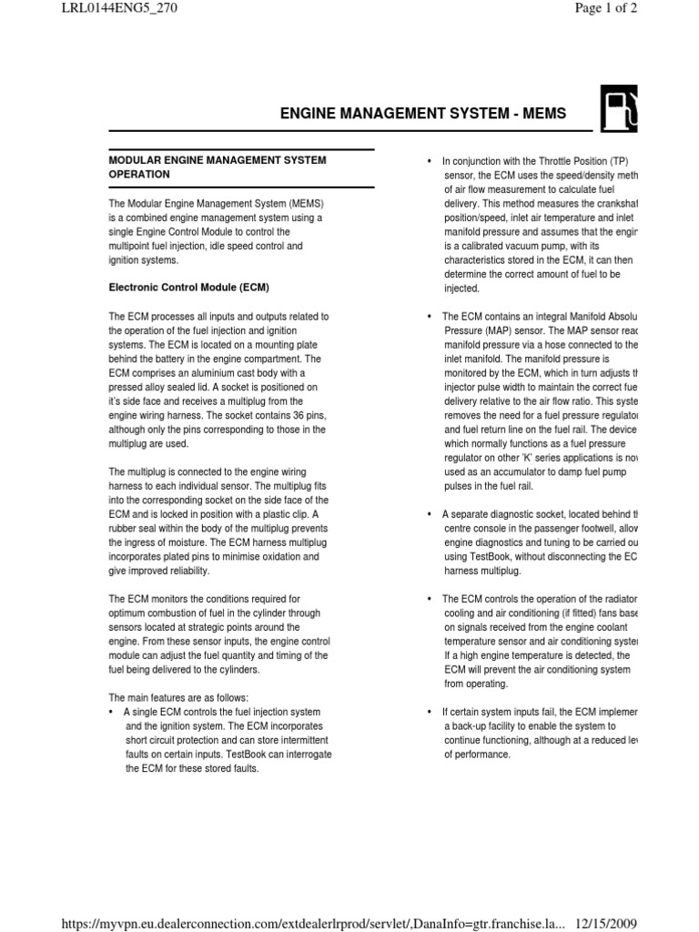 Modular Engine Management System Operation | PDF | Fuel Injection ...