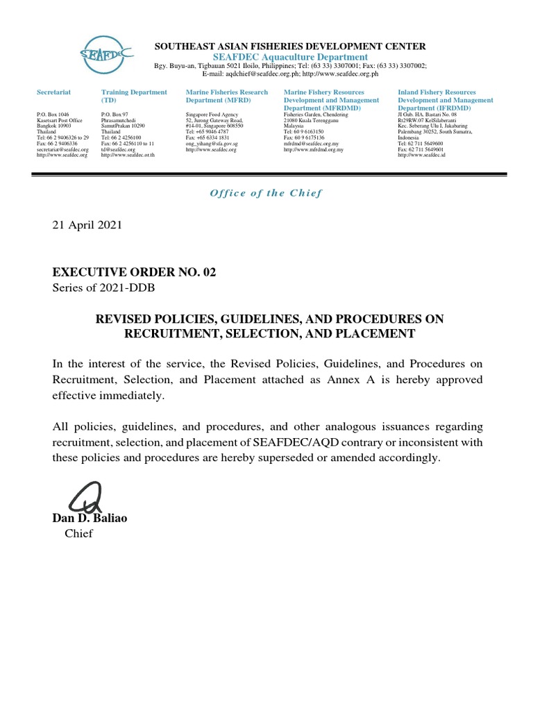 EO 02 - Revised Policies, Guidelines, Procedures On Recruitment ...