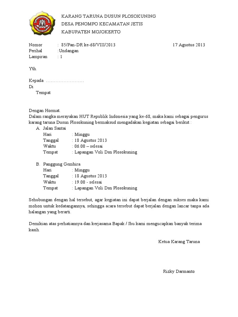 Surat Undangan RT | PDF