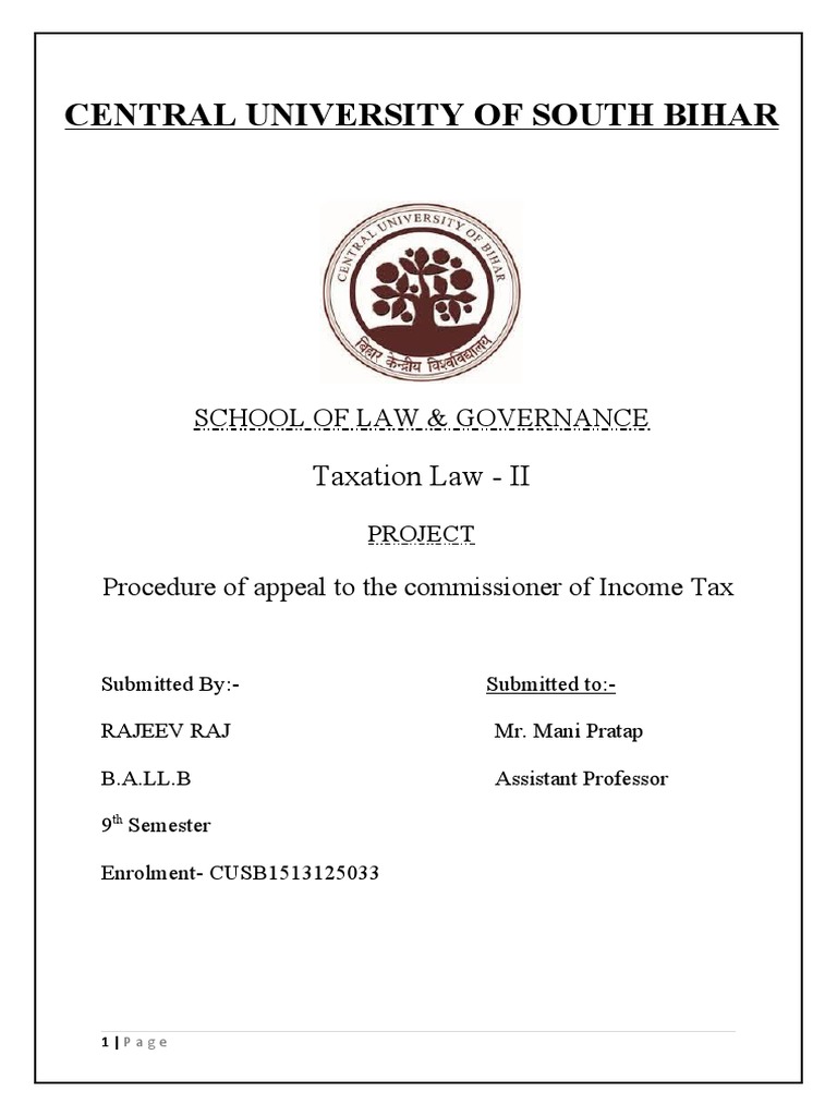 Income Tax Project | PDF | Appeal | Taxes