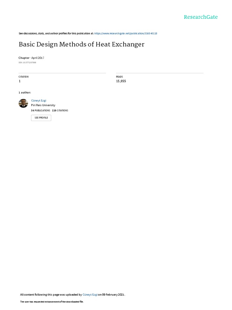 Basic Design Methods For Heat Exchangers | PDF | Heat Exchanger | Heat ...