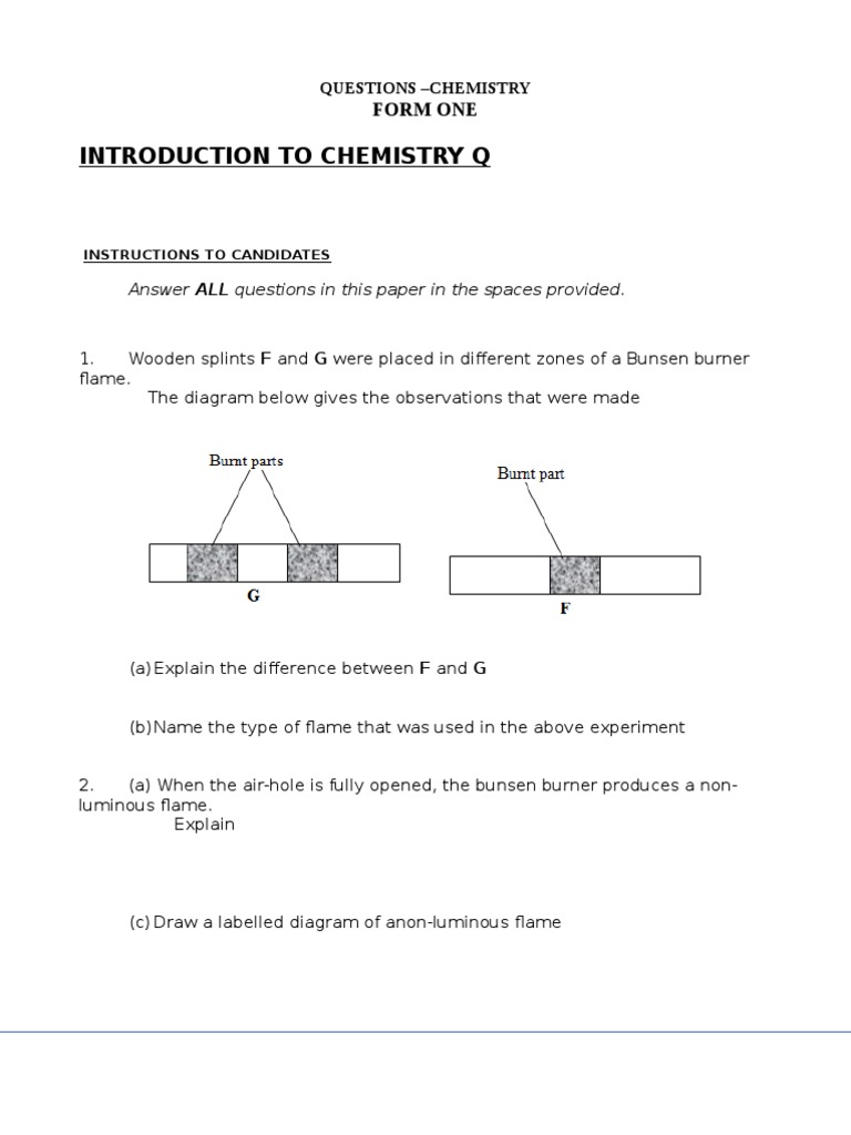 Topical Questions Form 1 - Chemistry | PDF | Oxide | Sodium Hydroxide