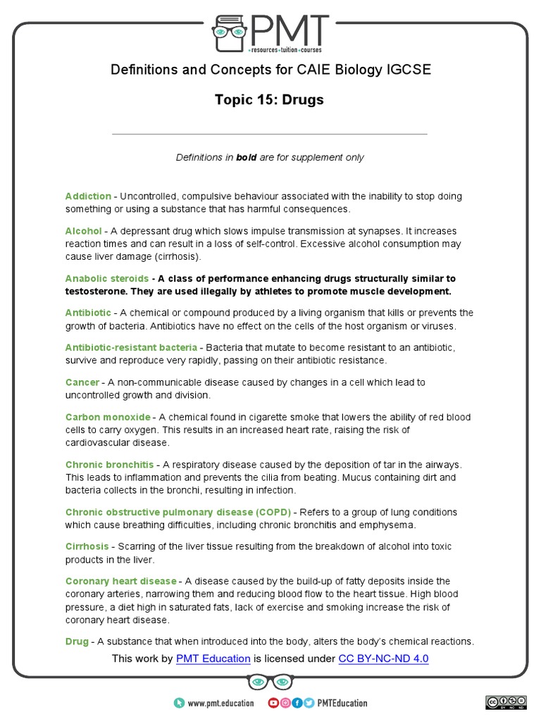 IGCSE Biology: Drugs Overview | PDF | Respiratory Tract | Lung