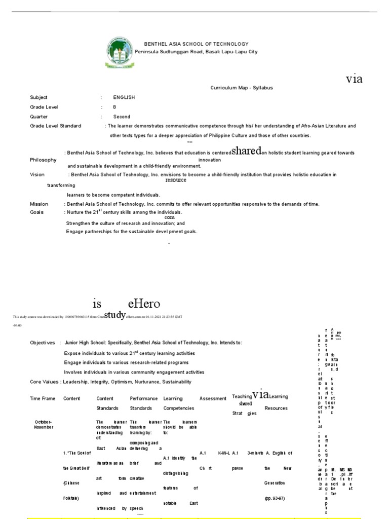 Grade 8 English Syllabus 2nd Quarter | PDF | Learning | Human Nature