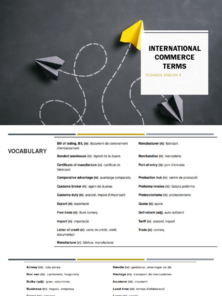 INTERNATIONAL COMMERCE Terms | PDF | Transport | Cargo