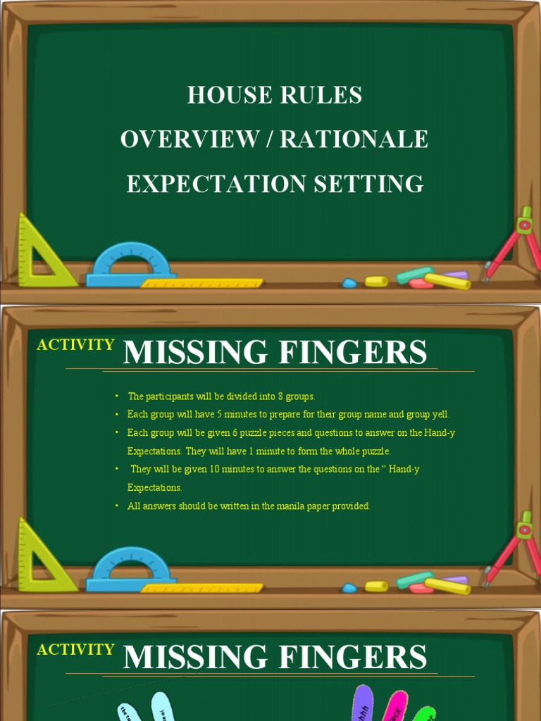 House Rules Overview / Rationale Expectation Setting | PDF | Limbs (Anatomy) | Hand