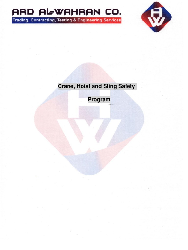 Crane Hoist Sling Safety Program | PDF | Crane (Machine) | Manufactured ...