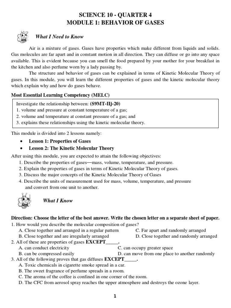 Behavior of Gases for Grade 10 | PDF | Gases | Temperature