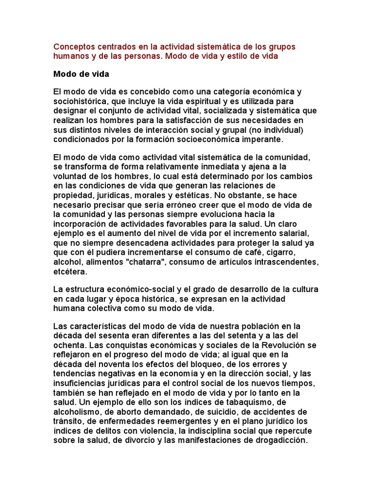 Modo y estilo de vida: conceptos clave | PDF | Vida | Alimentos