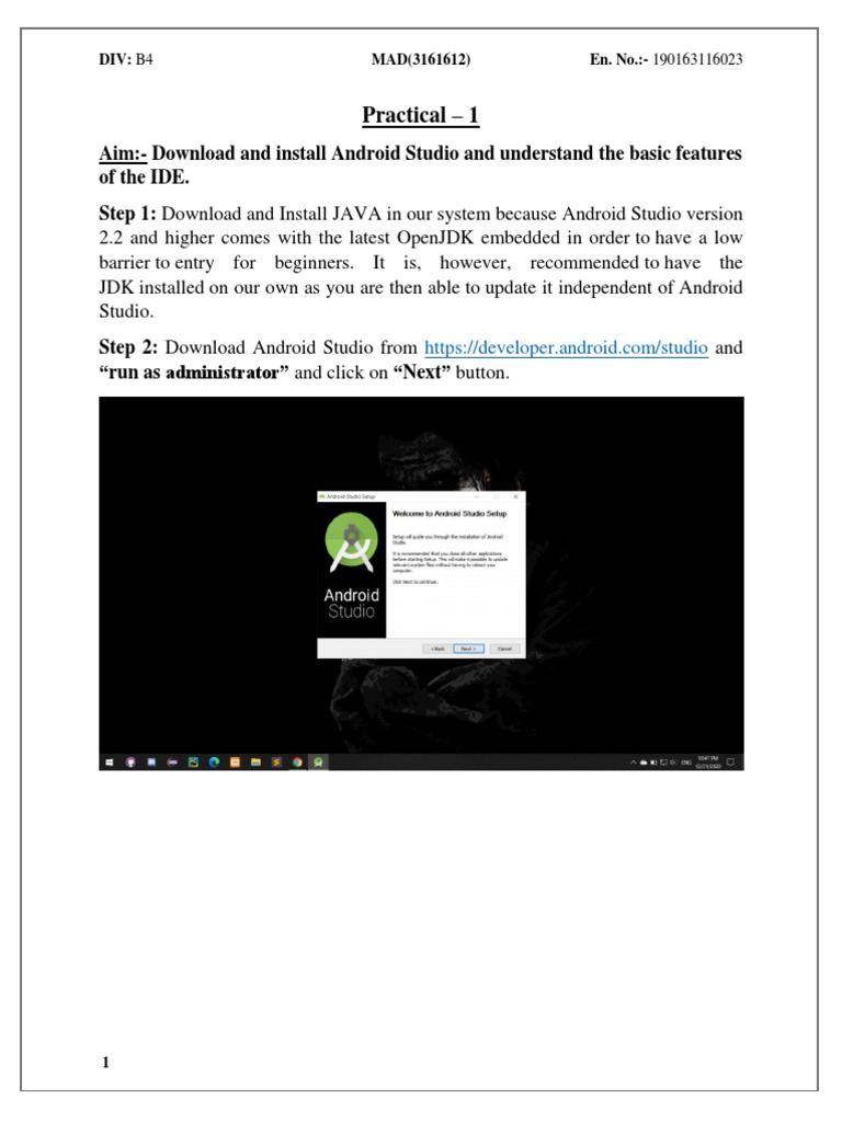 MAD Practical-1 | PDF | Android (Operating System) | Application Software