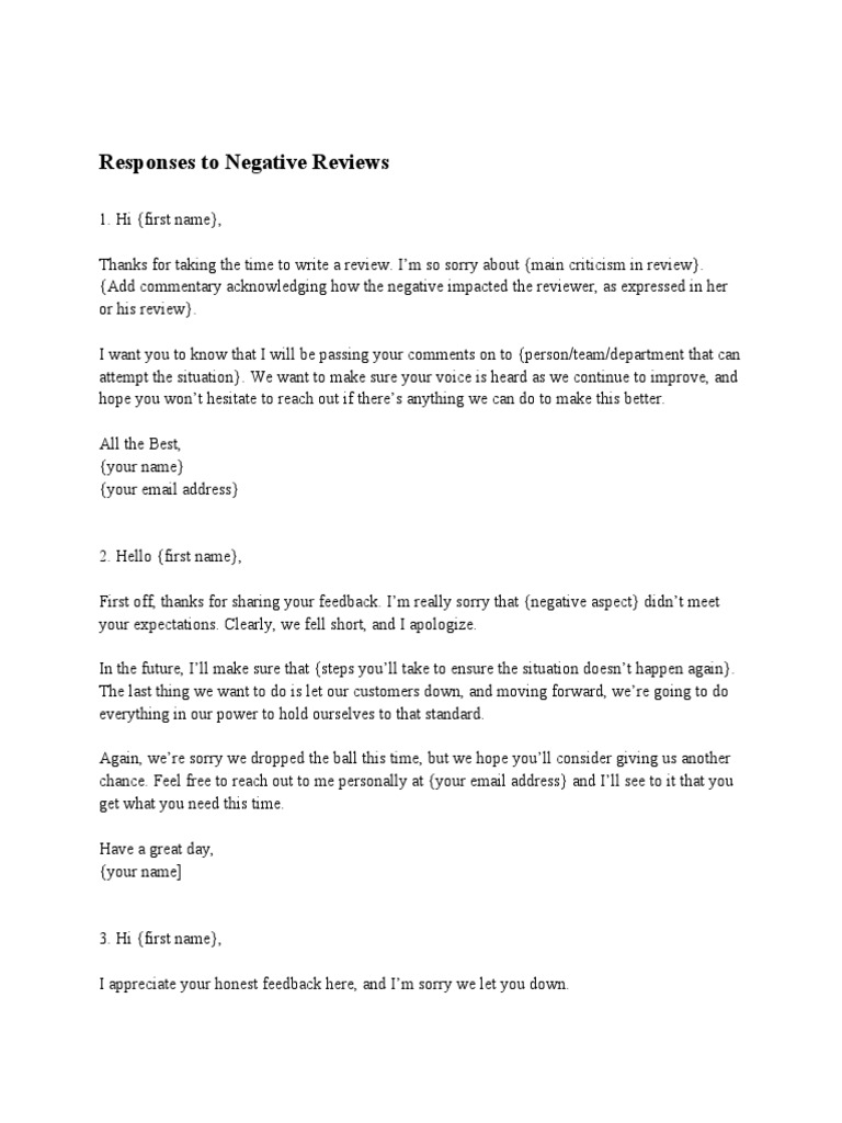 Effective Responses to Customer Reviews | PDF