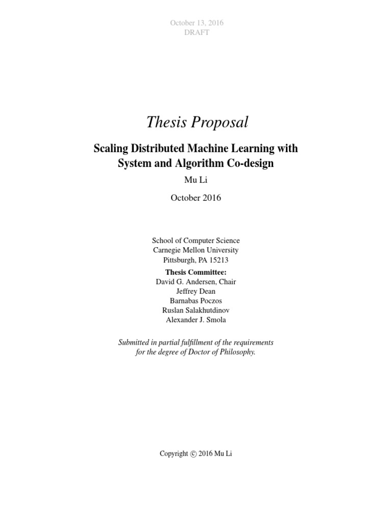 Thesis Proposal: Scaling Distributed Machine Learning With System and ...