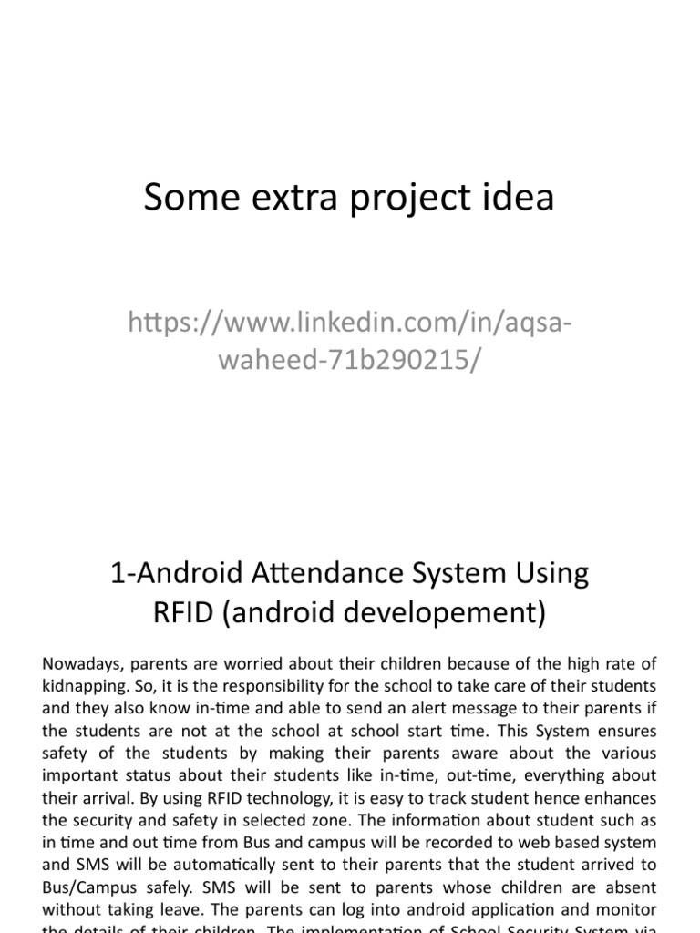 Some Extra Project Idea | PDF | Android (Operating System) | Tablet Computer