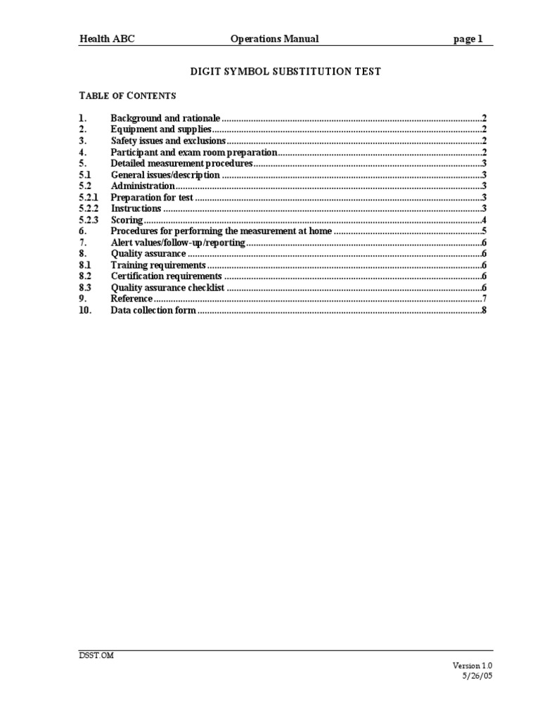 Digit Symbol Substitution Test Download Free Pdf Glasses Test