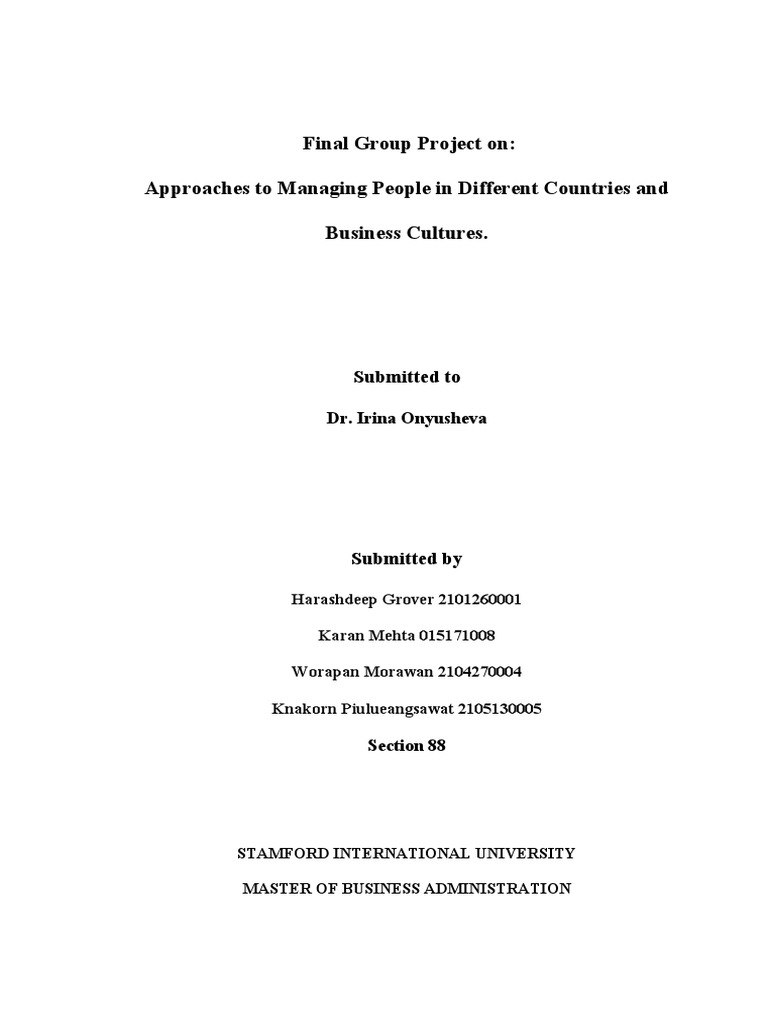 MGN501 - Final Group Project - Approaches To Managing People | PDF ...
