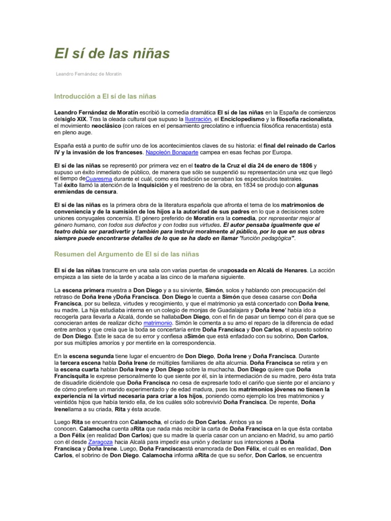 El Sí de Las Niñas | PDF