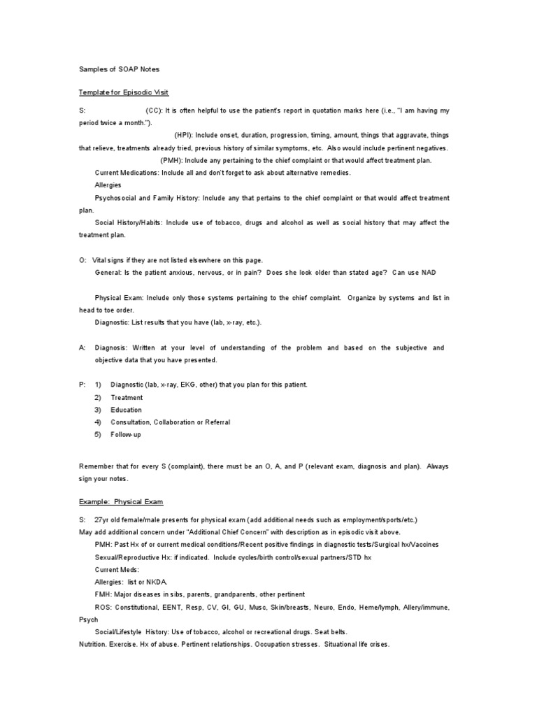 Nursing SOAP Note Examples and Template | PDF | Sexual Anatomy ...