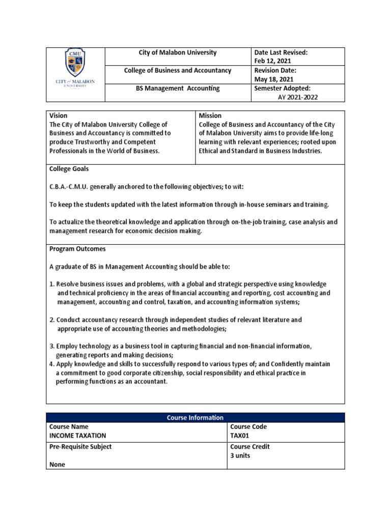 BS Management Accounting Course Overview | PDF | Valuation (Finance ...