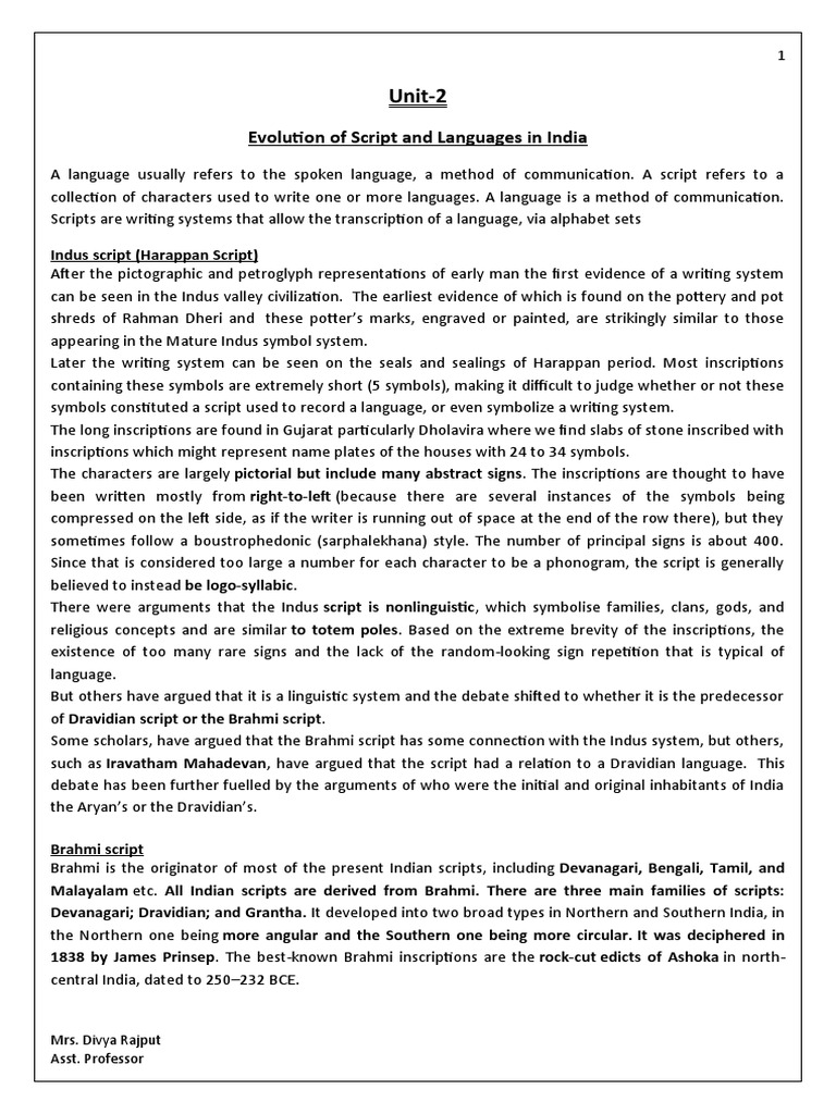 Unit-2: Evolution of Script and Languages in India | PDF | Vedas ...