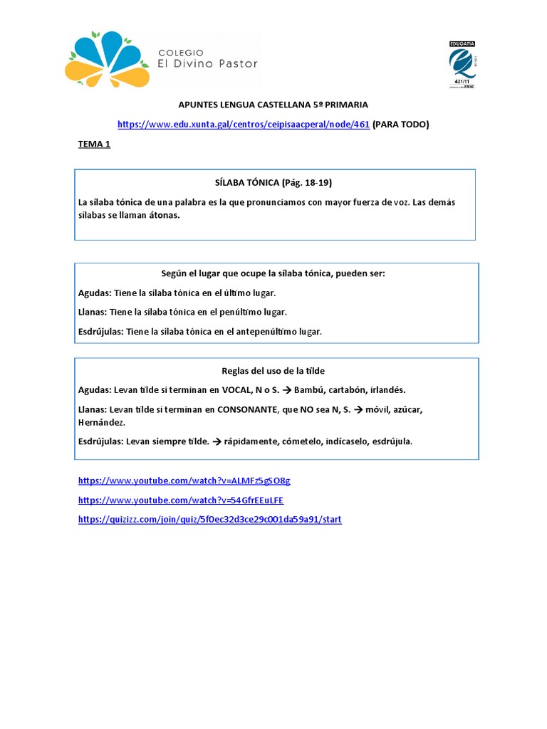 Apuntes Lengua 5º Primaria | PDF | Adverbio | Rima