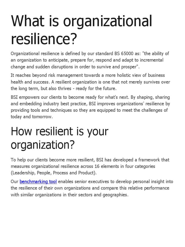 Organizational Resilience | PDF
