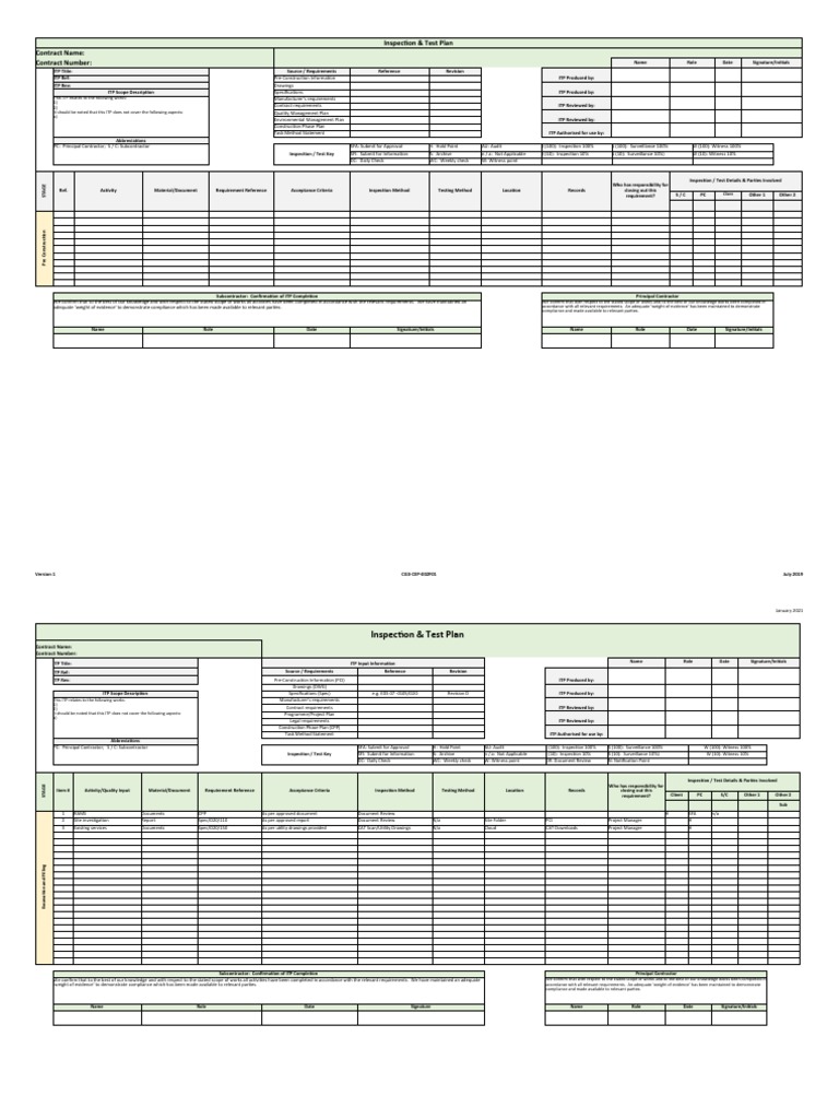 QMS-17-SF Inspection and Test Plan Template | PDF | Specification ...