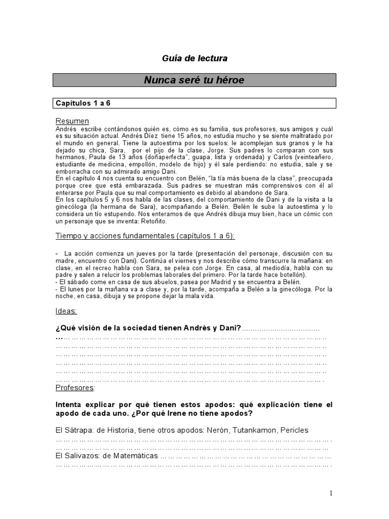Guía de Lectura Sobre "Nunca Seré Tu Héroe" | PDF | Dr. Watson