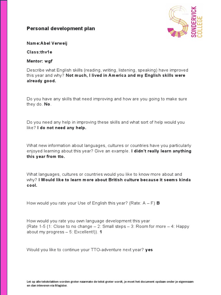 Personal Development Plan Abel | PDF