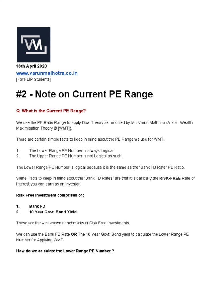 #2 - Note On The Current PE Range | PDF | Bonds (Finance) | Interest Rates