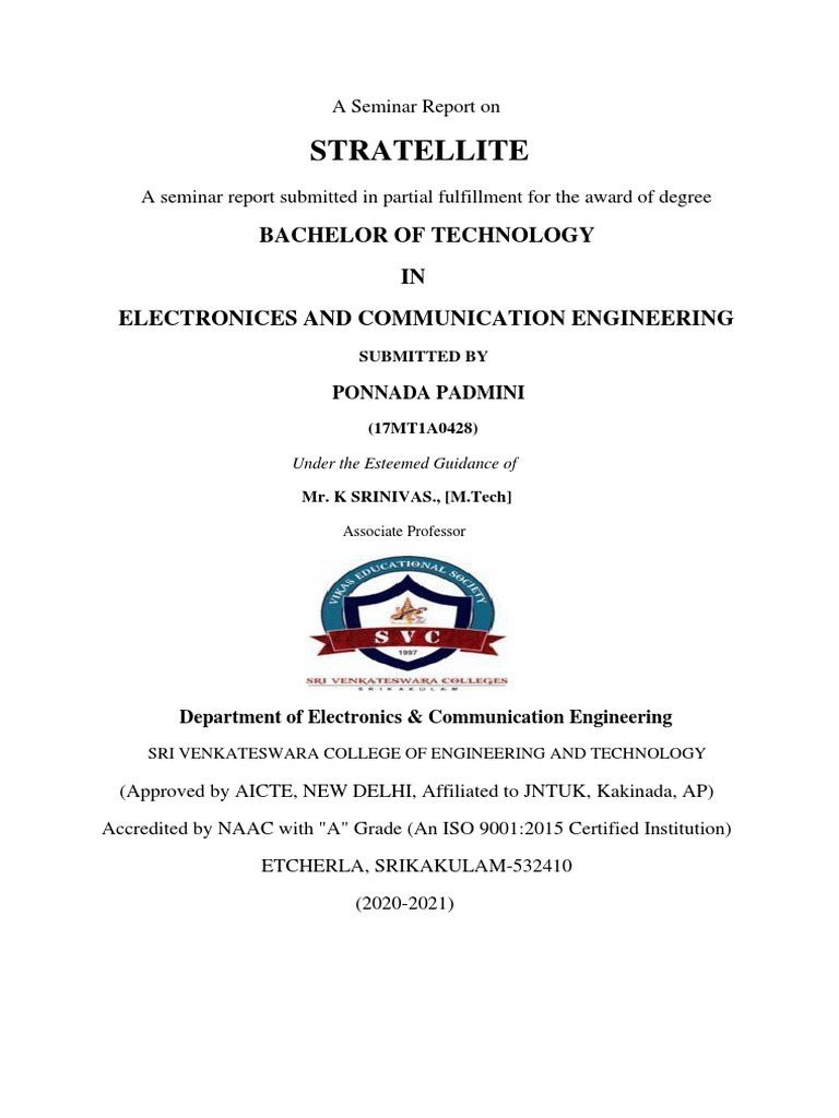 Stratellite: Bachelor of Technology IN Electronices and Communication ...