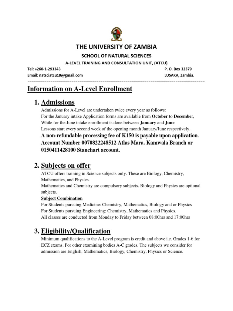A-Level Enrollment Information | PDF | Gce Advanced Level (United Kingdom) | University And ...