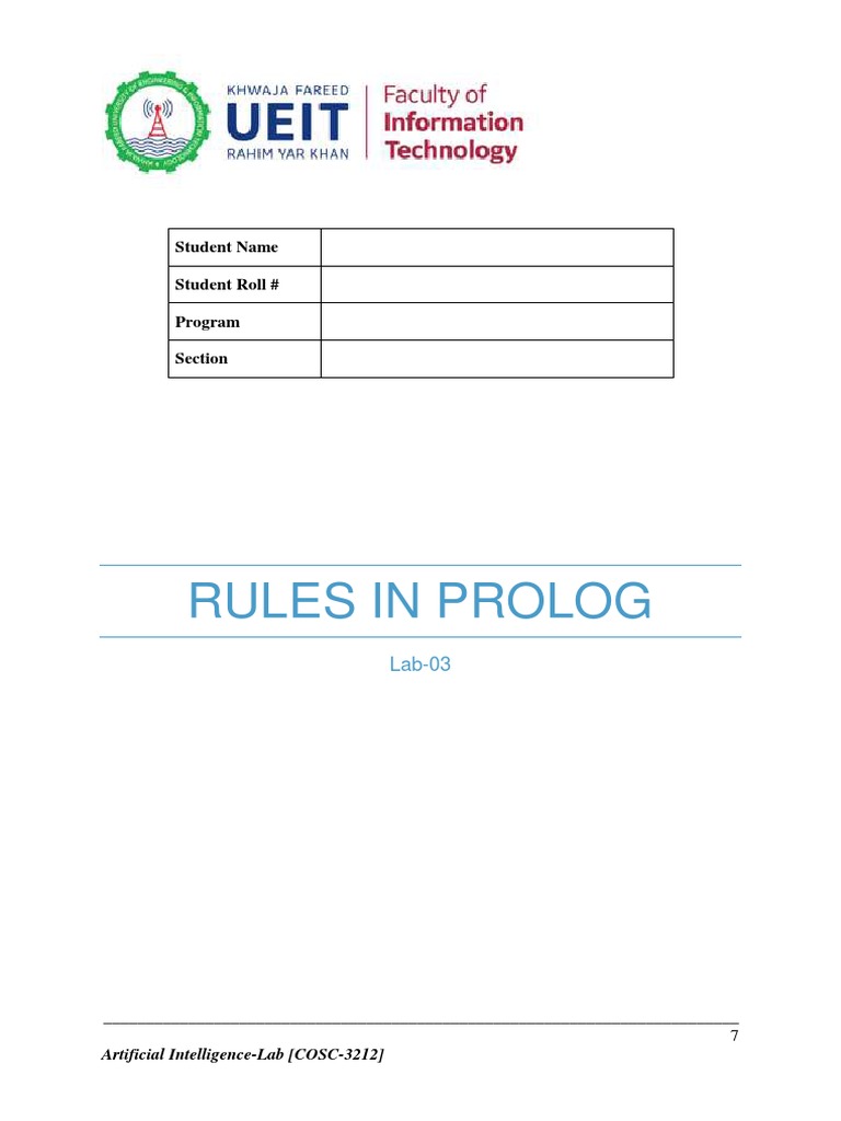 Rules in Prolog: Student Name Student Roll # Program Section | Download Free PDF | Linguistics ...
