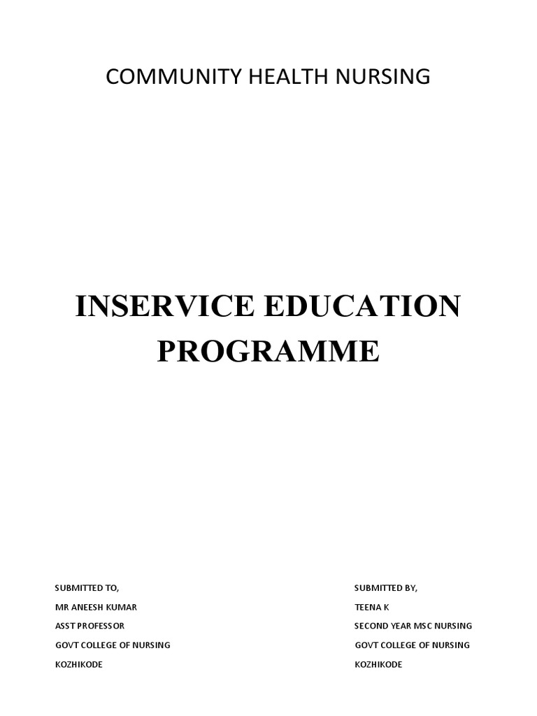 Inservice Education Programme: Community Health Nursing | PDF ...