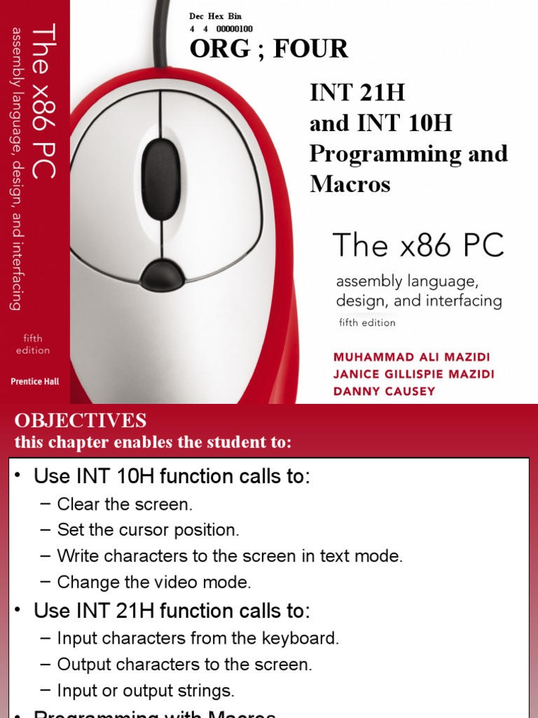 Org Four: Int 21H and INT 10H Programming and Macros | Download Free ...