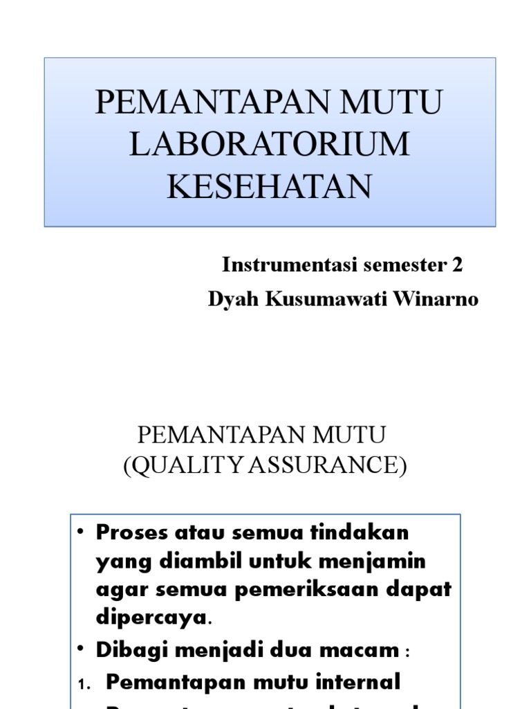 1.a. Pemantapan Mutu Laboratorium Kesehatan | PDF