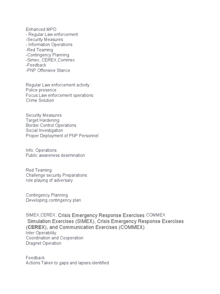 Crisis Emergency Response Exercises Simulation Exercises (SIMEX ...