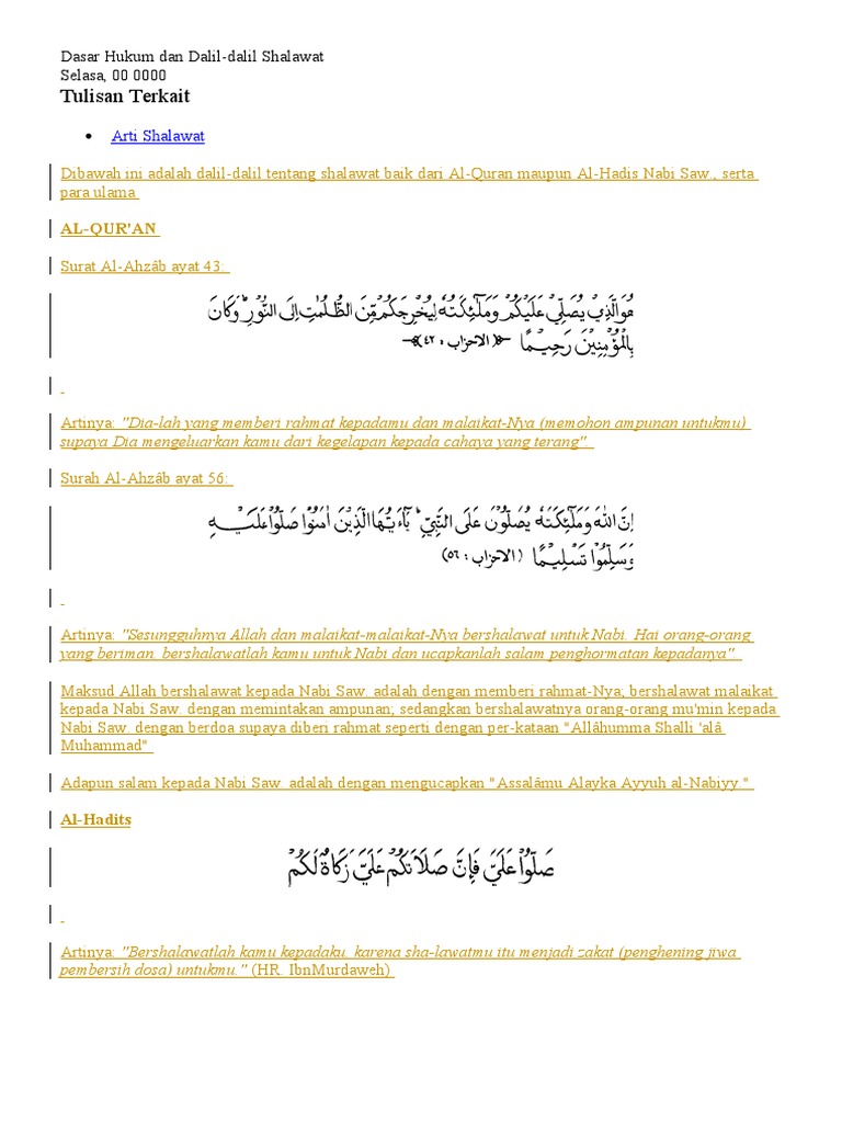 Dasar Hukum Dan Dalil Shalawat | PDF