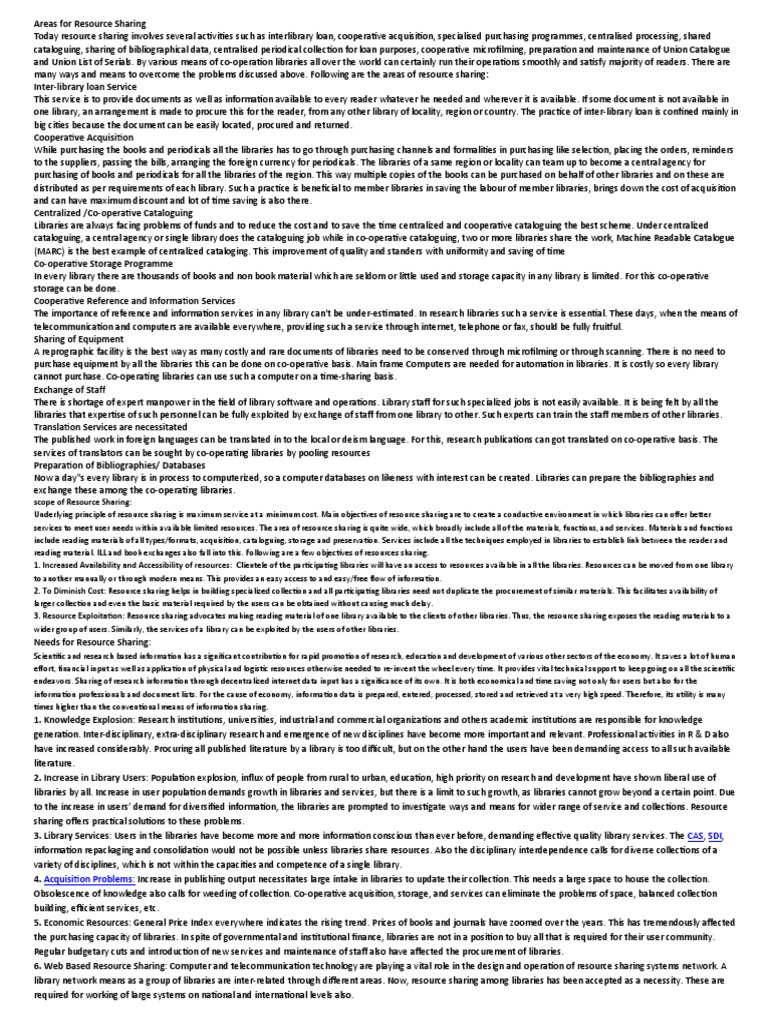 Resource Sharing and Modern Library | PDF | Libraries | Digital Library