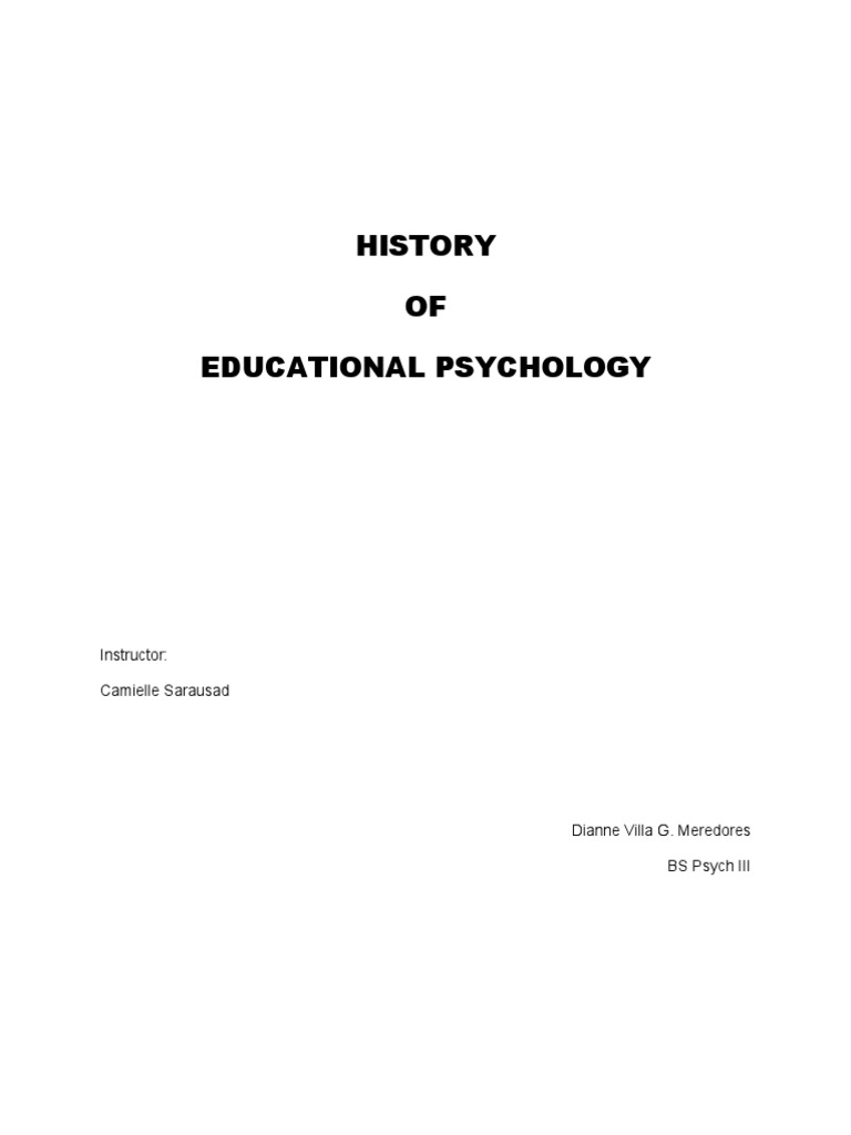 History of Educational Psychology | PDF | Educational Psychology ...