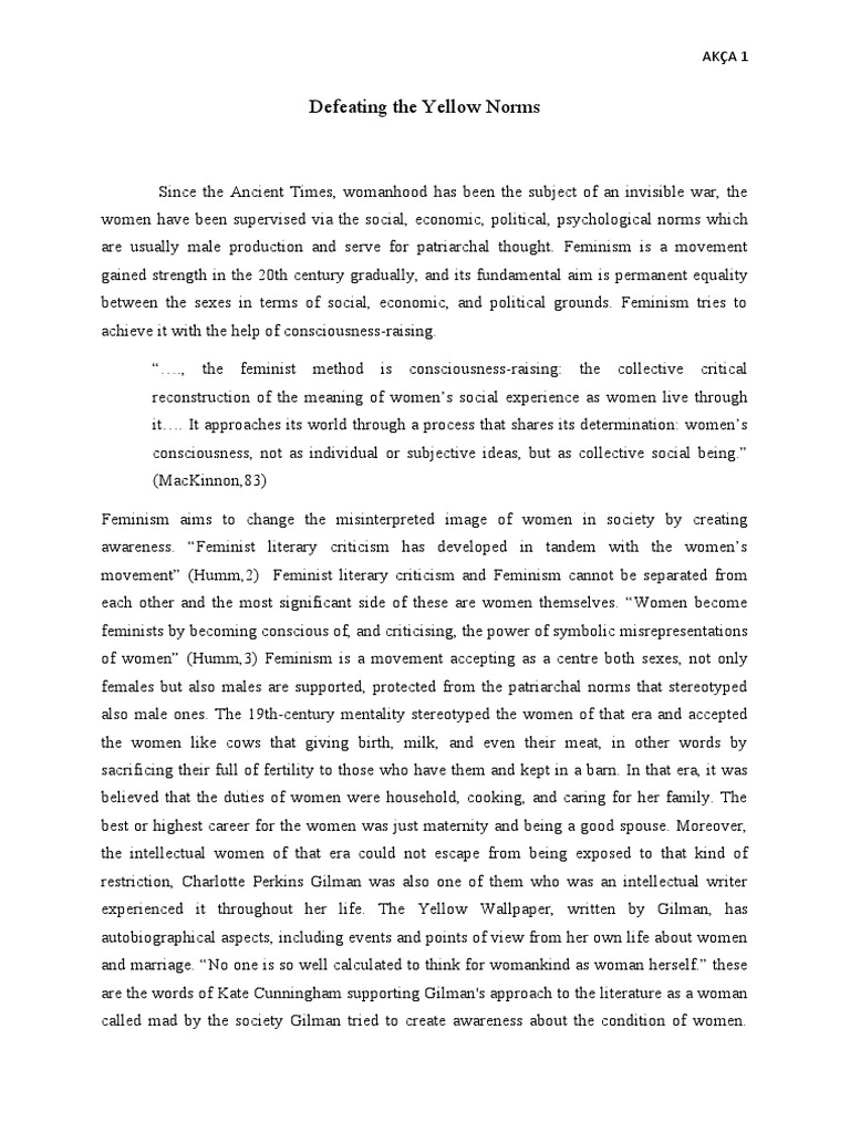 Defeating The Yellow Norms | Download Free PDF | The Yellow Wallpaper | Feminism