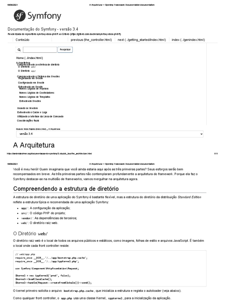 A Arquitetura - Symfony Framework Documentation Documentation | PDF | Biblioteca (informática ...