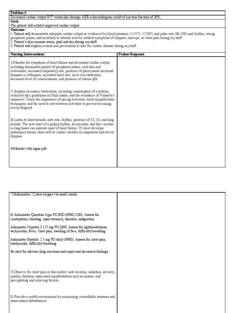 decreased cardiac output